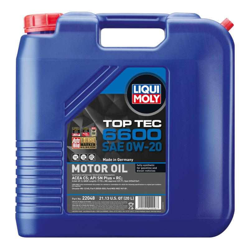 LIQUI MOLY 20L Top Tec 6600 Motor Oil SAE 0W20 – Kies Motorsports