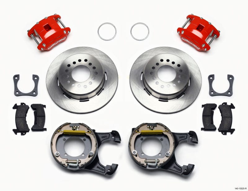 Wilwood D154 P/S Park Brake Kit Red 12 Bolt 2.81in Offset Staggered Sh ...
